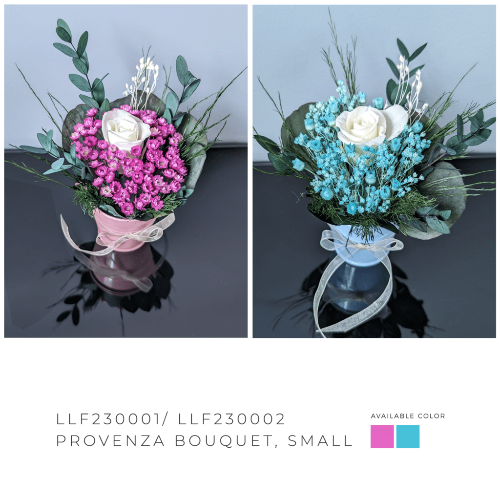 Provenza Bouquet, Small, Pink and Light Blue – Long Life Flowers
